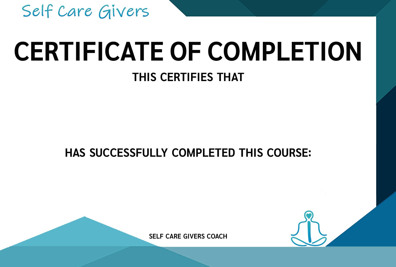 Certificate Of Completion | Self Care Givers
